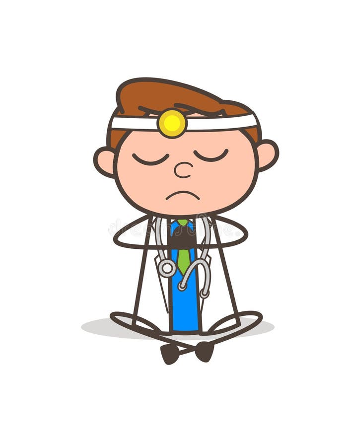 Cartoon Doctor Doing Concentration Vector Illustration Stock ...