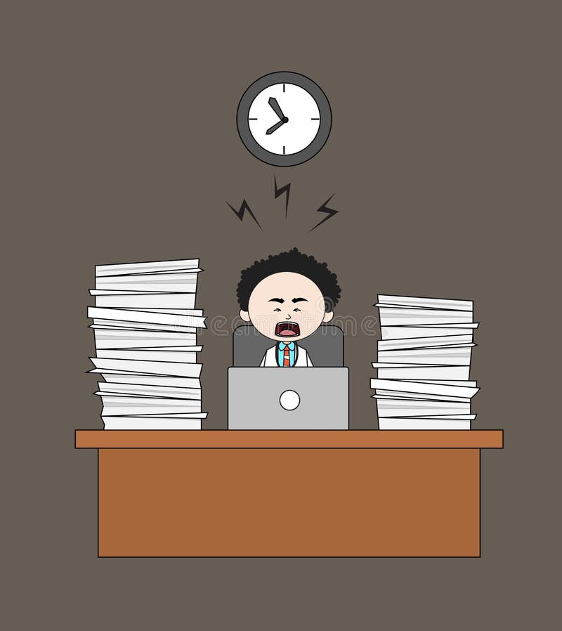 Cartoon Doctor - Frustrated from Office Work Stock Vector ...