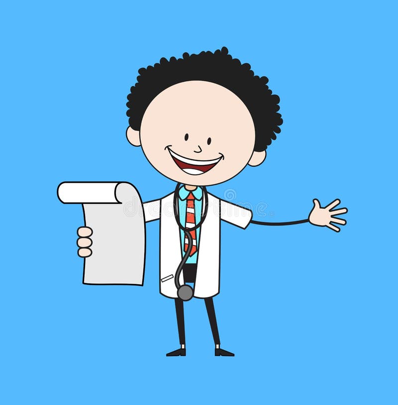 Cartoon Doctor - Holding a Paper and Announcing Stock Vector ...