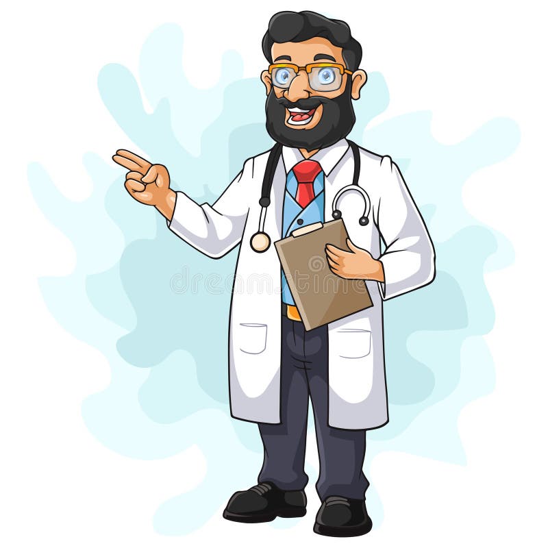 Cartoon Doctor Pointing and Waving Stock Vector - Illustration of ...