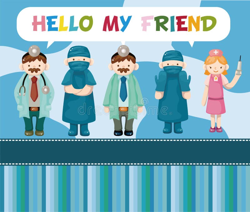 Cartoon Doctor and Nurse Card Stock Vector - Illustration of cartoon ...