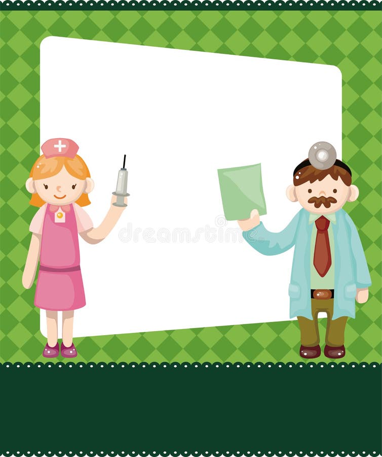 Cartoon Doctor and Nurse Card Stock Vector - Illustration of celebrate ...