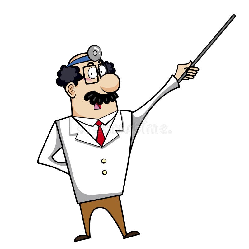 Cartoon Doctor with Pointer Stock Vector - Illustration of grinning ...