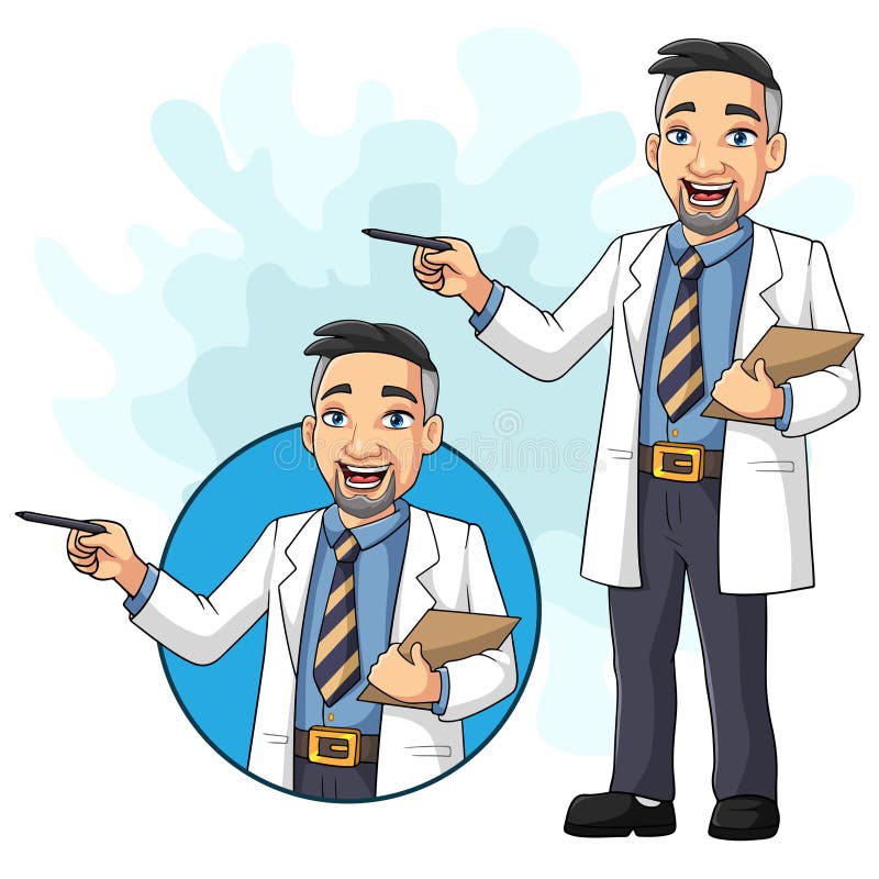 Cartoon Doctor Pointing and Waving Stock Vector - Illustration of ...