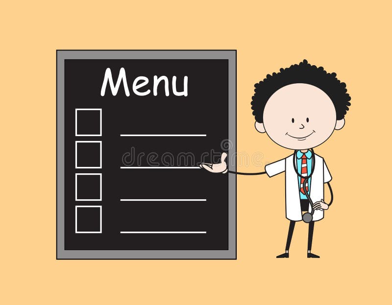 Cartoon Doctor - Presenting Menu List Stock Vector - Illustration of ...