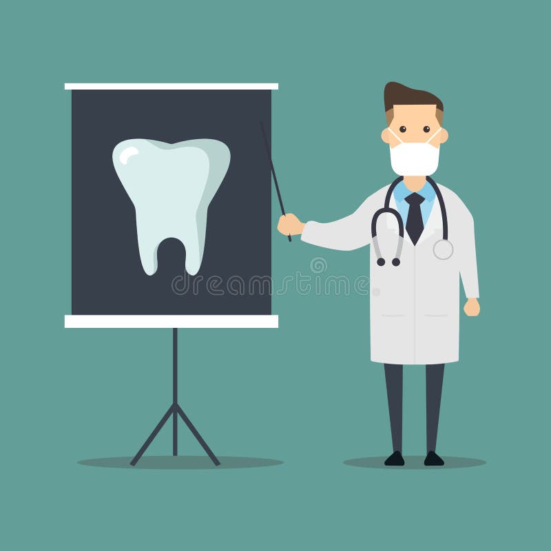 A Cartoon of a Doctor Presenting about Teeth Stock Vector ...