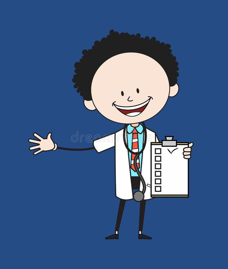 Cartoon Doctor - Showing a Checklist Stock Vector - Illustration of ...