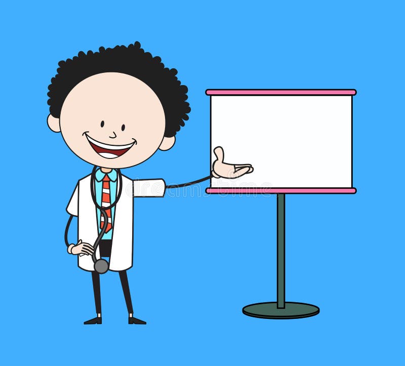 Cartoon Doctor - Showing on White Board Stock Vector - Illustration of ...