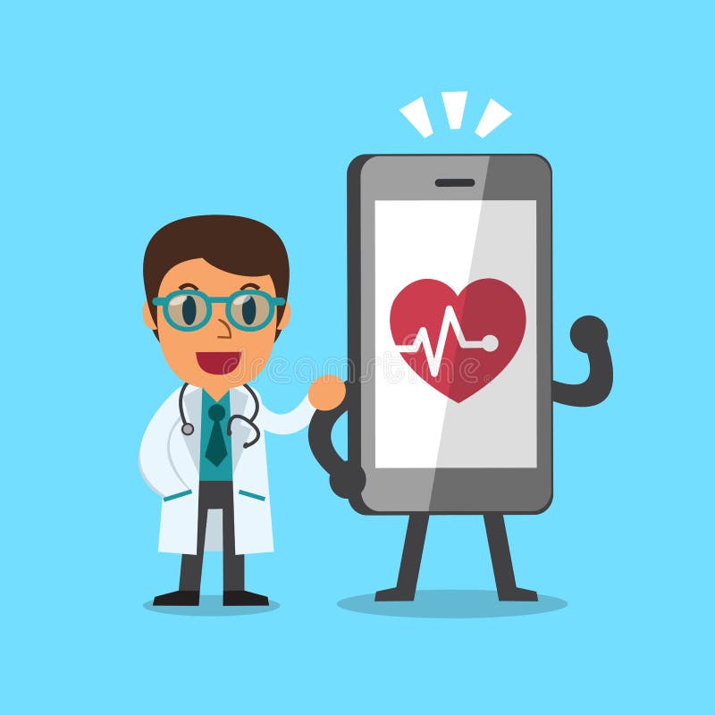 Cartoon Doctor and Smartphone Stock Vector - Illustration of healthcare ...