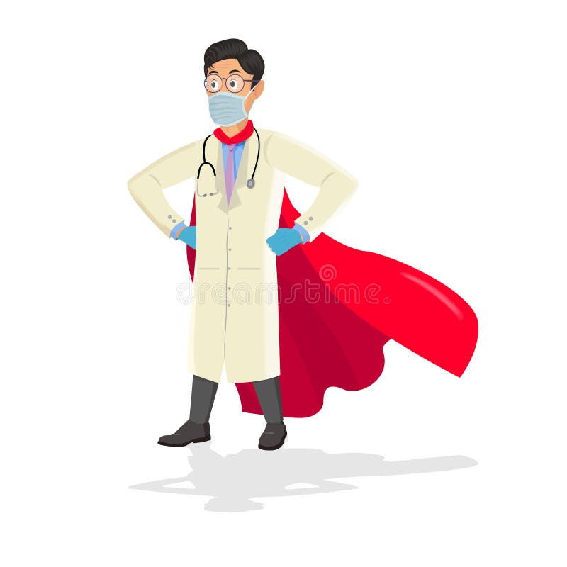 Cartoon Doctor with a Superhero Cape. Stock Vector - Illustration of ...