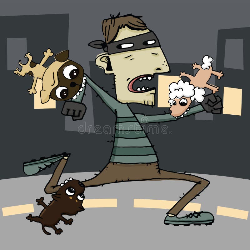 Dog attack thief. stock vector. Illustration of guard - 99272321