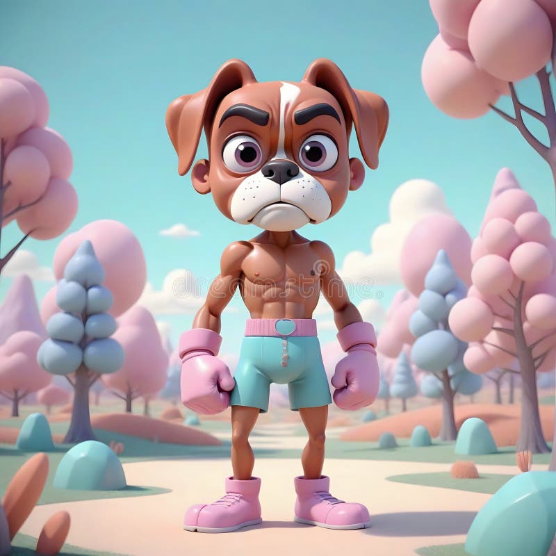 Cartoon Dog Boxer Standing in a Colorful Park Stock Illustration ...