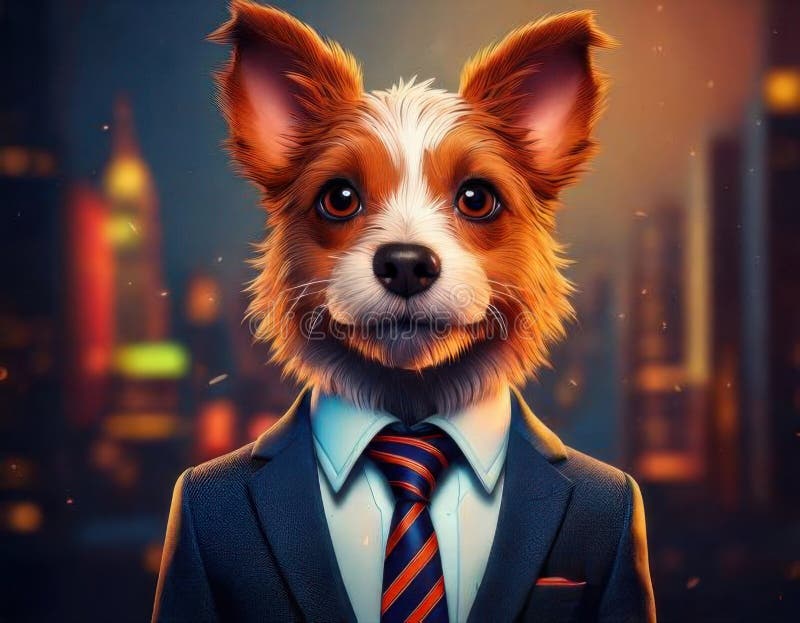 Cartoon Dog in a Business Suit Stock Illustration - Illustration of ...