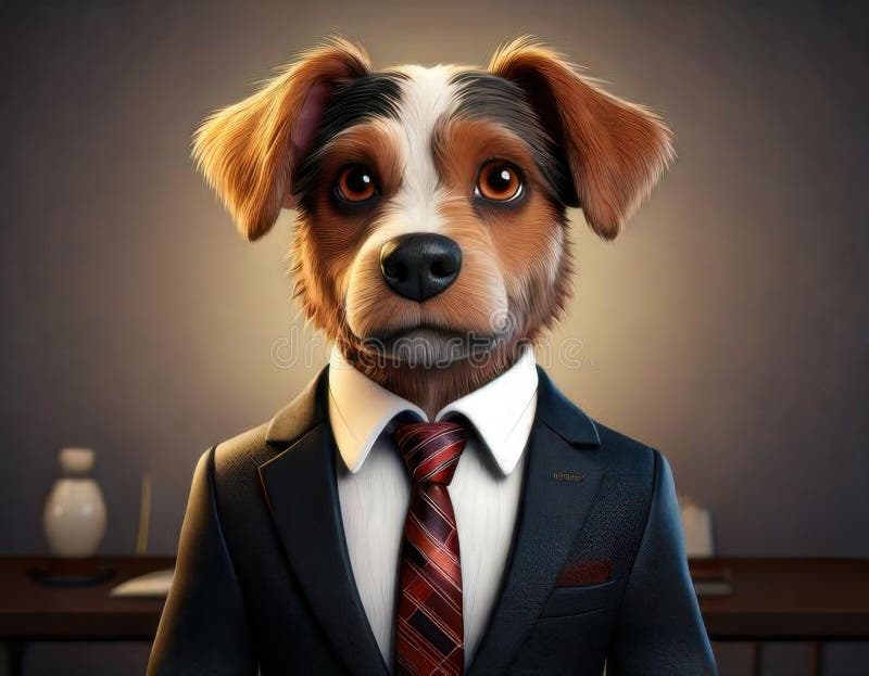 Cartoon Dog in a Business Suit Stock Illustration - Illustration of ...