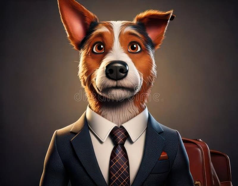 Cartoon Dog in a Business Suit Stock Illustration - Illustration of ...