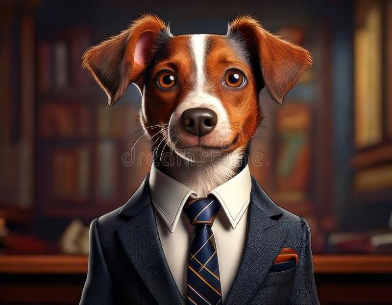 Cartoon Dog in a Business Suit Stock Illustration - Illustration of ...