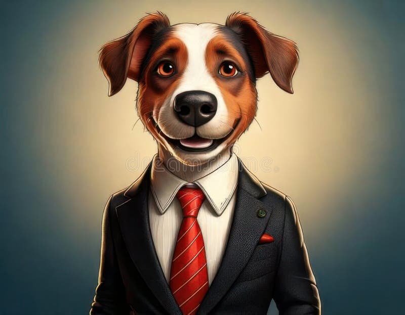 Cartoon Dog in a Business Suit Stock Illustration - Illustration of ...