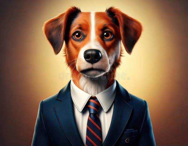 Cartoon Dog in a Business Suit Stock Illustration - Illustration of ...