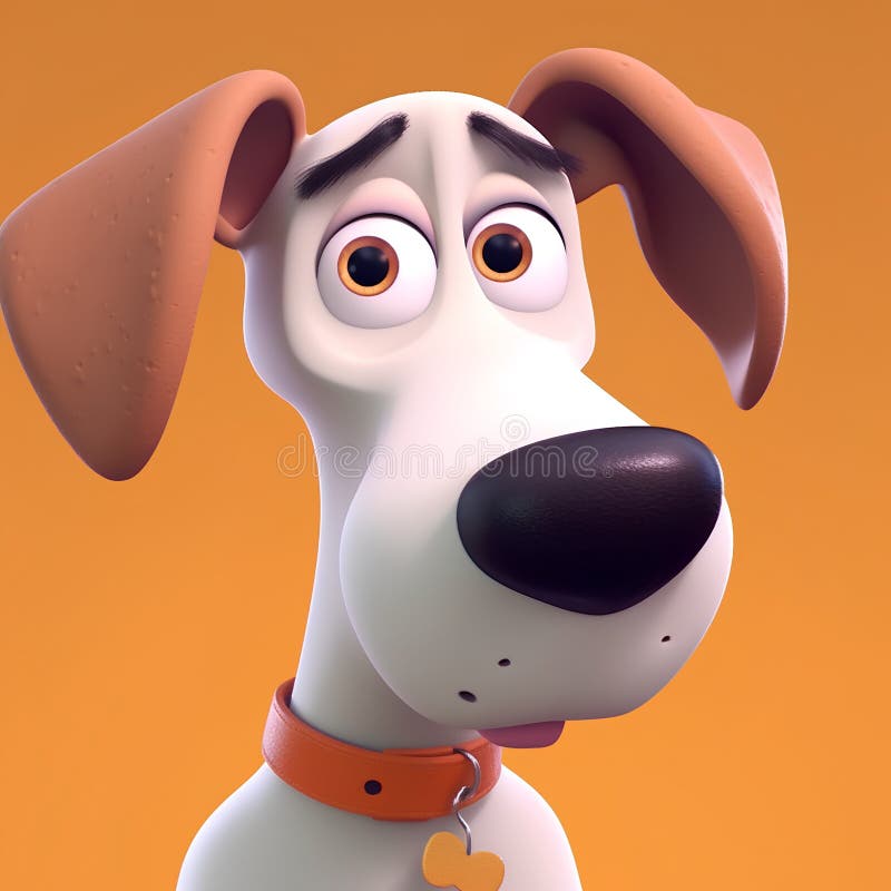Cartoon Dog with Collar on Orange Background - 3D Illustration Stock ...