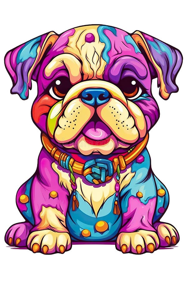 A Cartoon Dog with a Colorful Collar. Generative AI Image. Stock ...