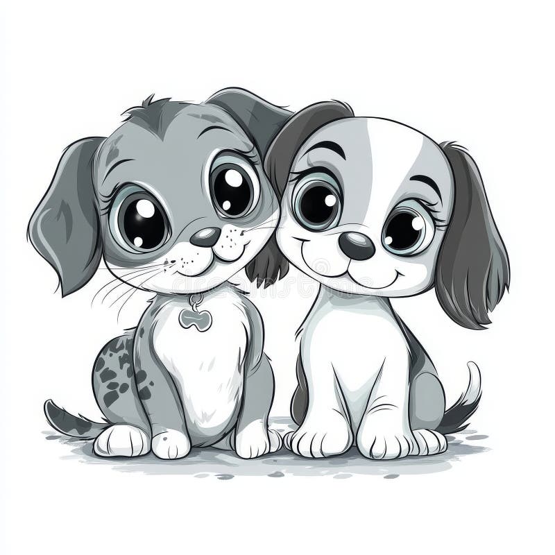 Cartoon of a Dog Design Drawing Graphic and a Cat Design Drawing ...