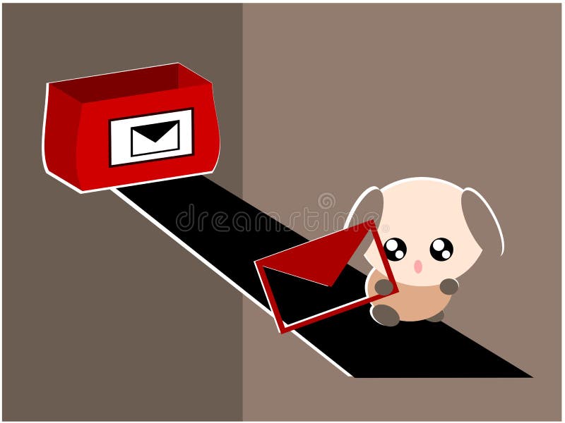 Cartoon Dog with E-mail Illustration Stock Vector - Illustration of ...