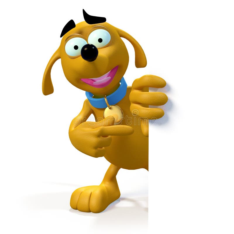 Cartoon Dog on Edge of Sign Stock Illustration - Illustration of blank ...