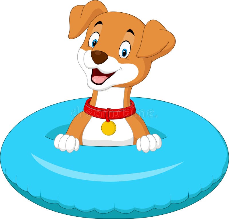 Cartoon Dog with Inflatable Ring Stock Vector - Illustration of ...