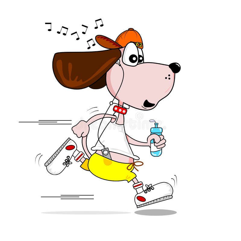 A cartoon dog jogging stock vector. Illustration of sport - 25737351
