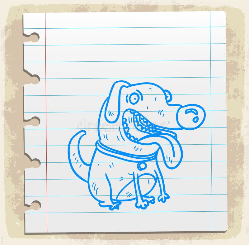 Cartoon Dog on Paper Note, Vector Illustration Stock Vector ...