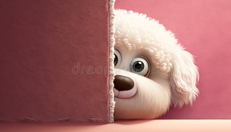 Cartoon Dog Peeking Out from Behind Wall. Generative AI Stock ...