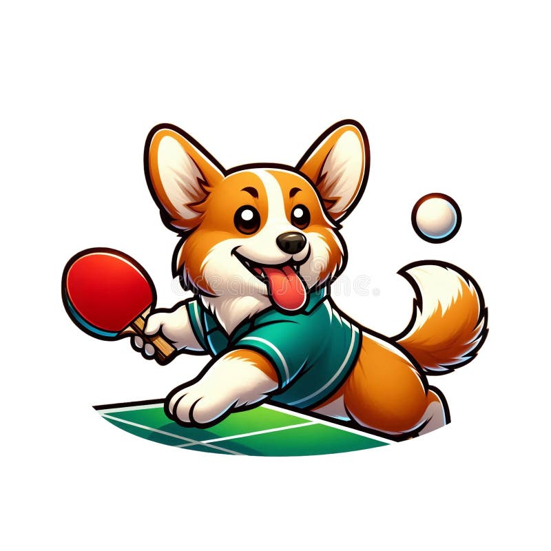 Cartoon Dog Playing Ping Pong, AI-generated. Stock Illustration ...