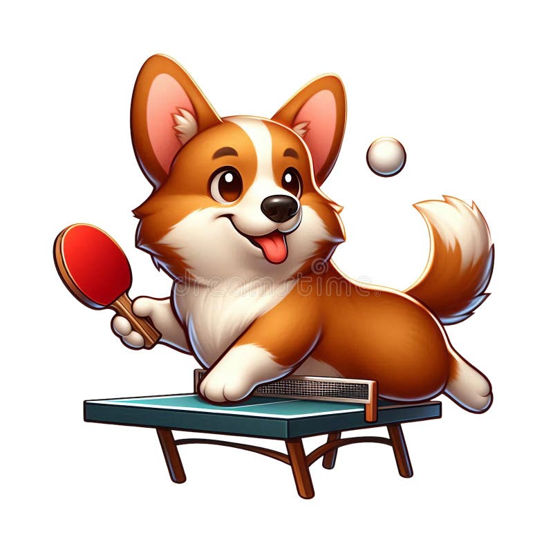 Cartoon Dog Playing Ping Pong, AI-generated. Stock Image - Image of ...