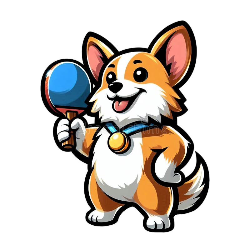 Cartoon Dog Playing Ping Pong, AI-generated. Stock Photo - Image of ...