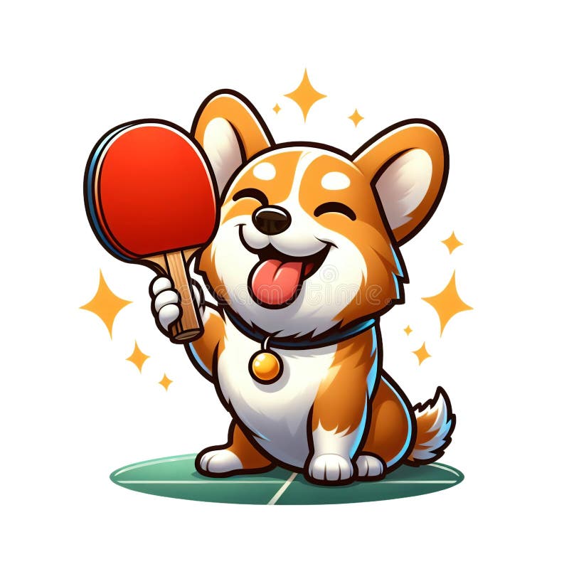 Cartoon Dog Playing Ping Pong, AI-generated. Stock Illustration ...