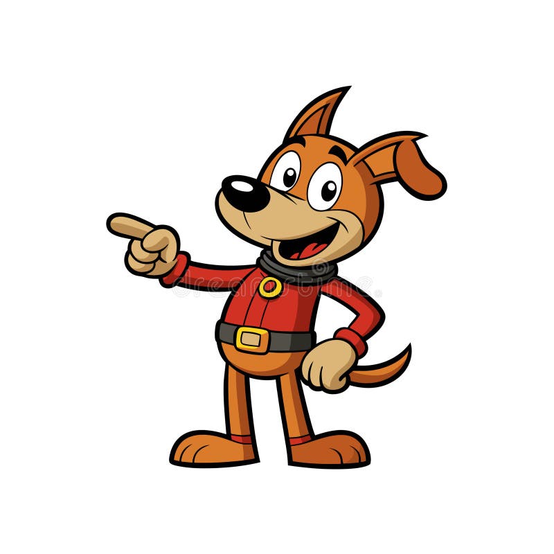 Cartoon Dog Pointing in Retro Style Stock Illustration - Illustration ...