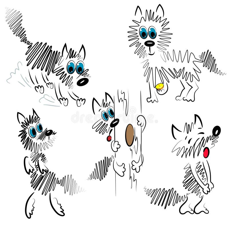 Cartoon Dog Set. Graphic Dog Illustration Stock Vector - Illustration ...