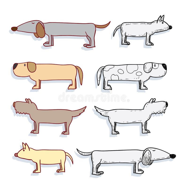 Cartoon Dog Set, Vector Illustration. Stock Vector - Illustration of ...