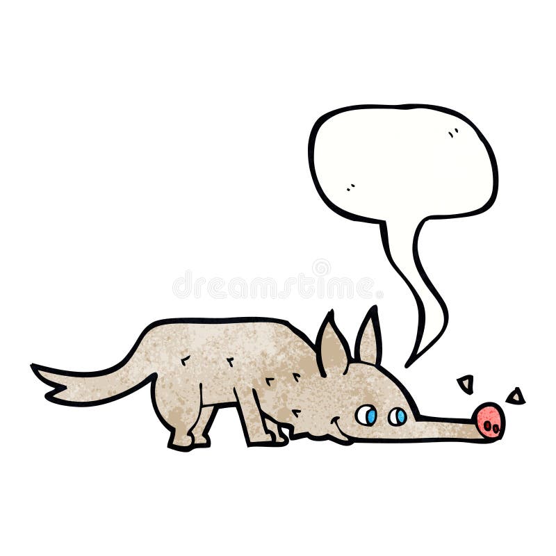 Cartoon Dog Sniffing Floor with Speech Bubble Stock Illustration ...