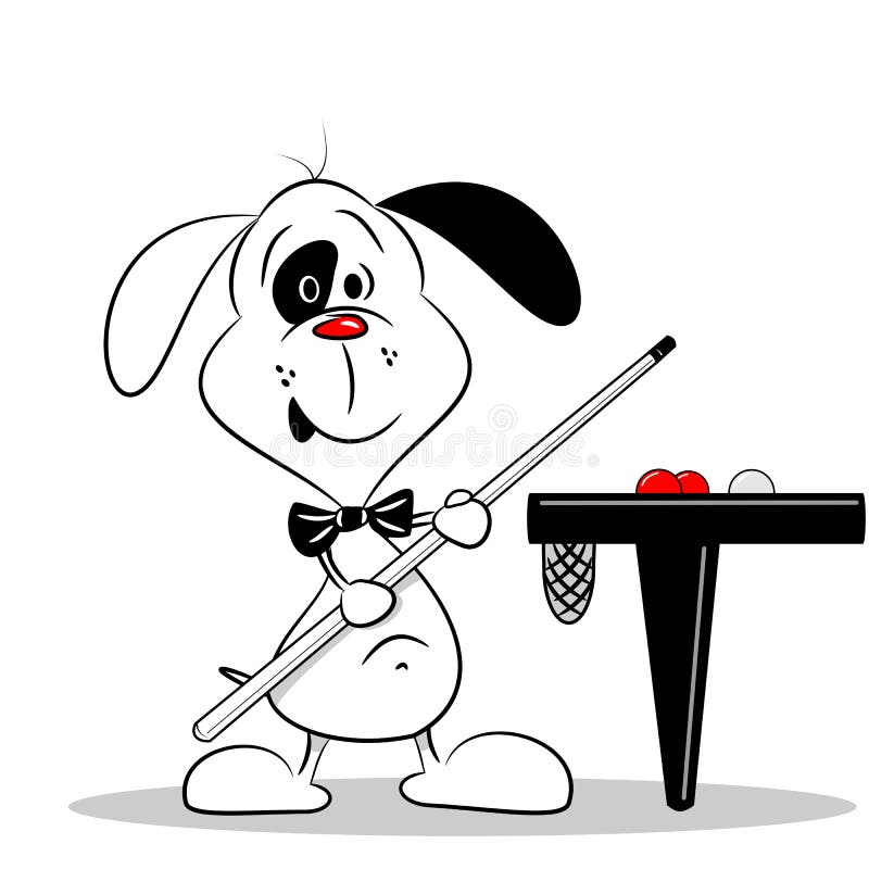 A Cartoon Dog with a Snooker Cue Stock Vector - Illustration of game ...