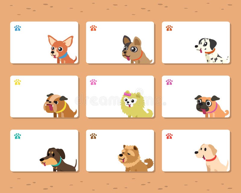 Cartoon Dogs Cards Template Stock Vector - Illustration of object ...