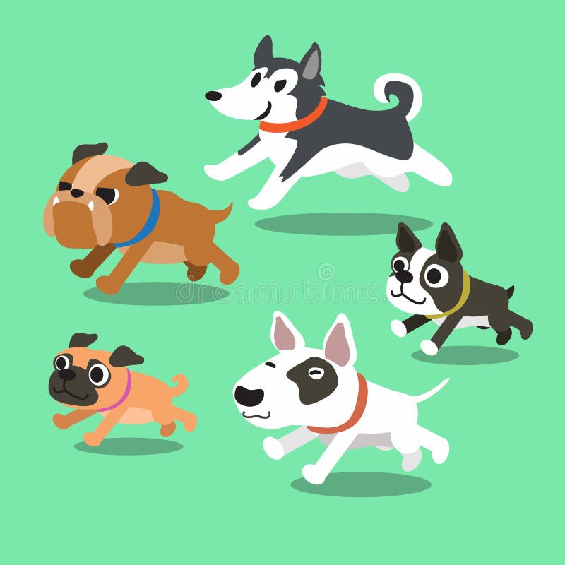 Cartoon dogs running stock vector. Illustration of collection - 60788446