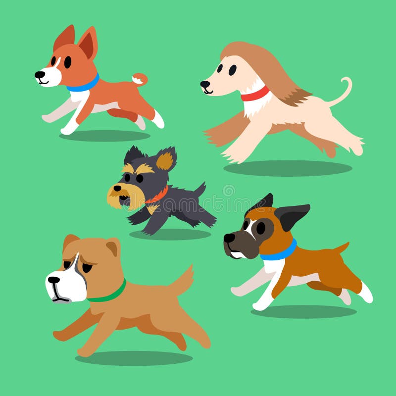 Cartoon dogs running stock vector. Illustration of element - 69558887