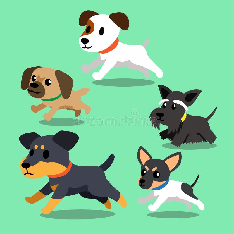 Cartoon dogs running stock vector. Illustration of puppy - 83252076