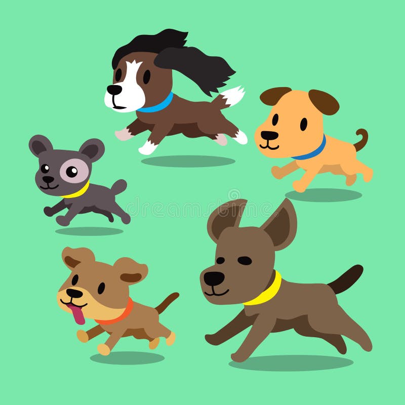 Cartoon dogs running set stock vector. Illustration of element - 92725692