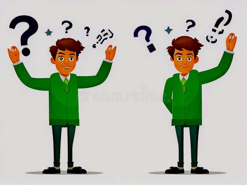 The Cartoon is Doing Expressions of Confusion, Doubt, Analytical ...