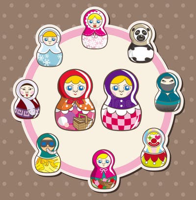 Cartoon doll card stock vector. Illustration of matryoshka - 21647395