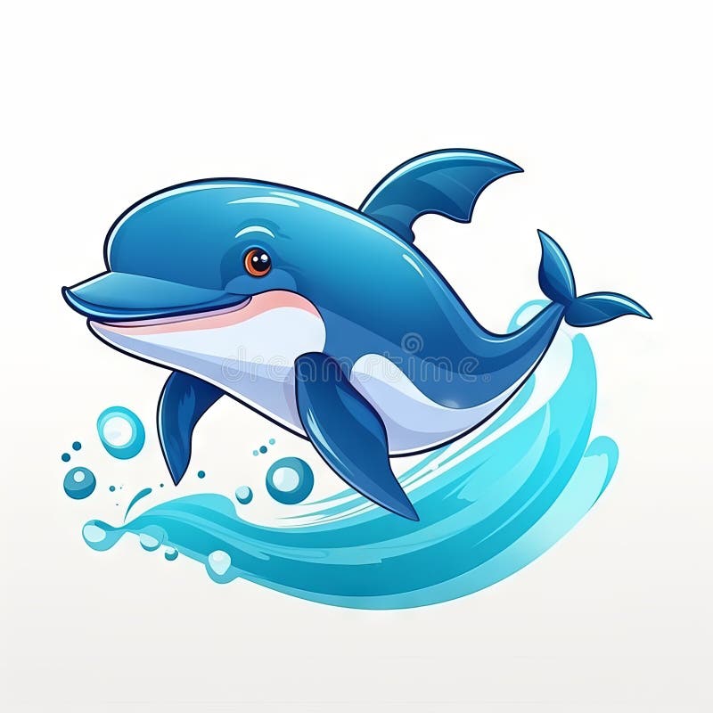 Cartoon Dolphin Leaping from the Water. Stock Illustration ...