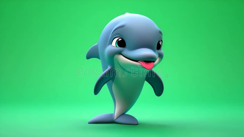 Animated Dolphin Smiling on Green Screen Background Stock Video - Video ...