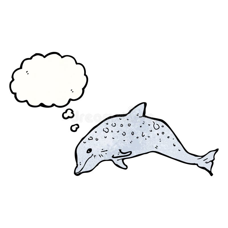 Cartoon Dolphin with Thought Bubble Stock Vector - Illustration of hand ...